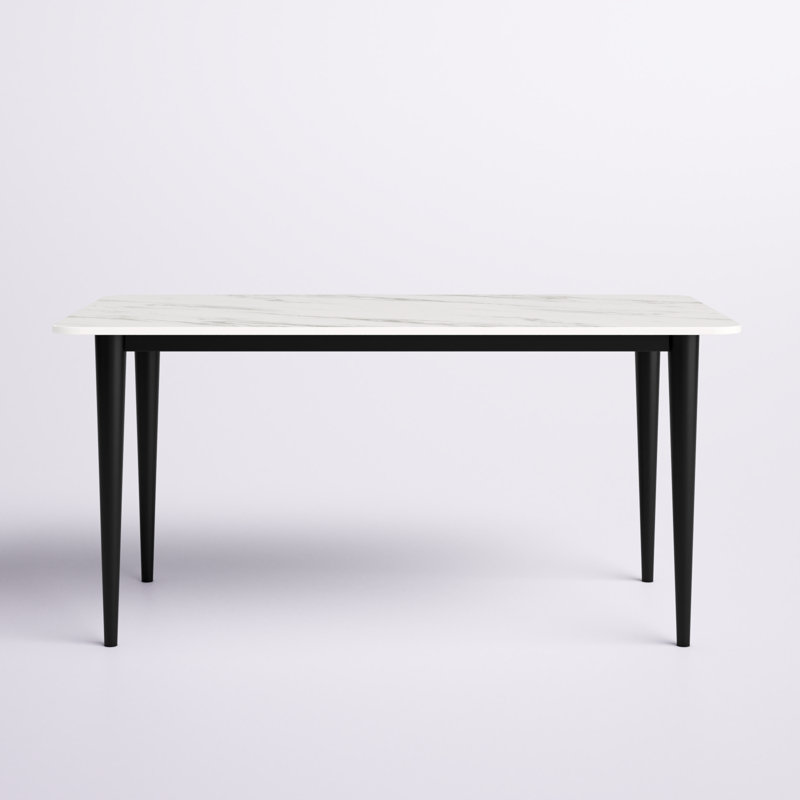 Wade Logan® Arlynes 62" Sintered Stone Rectangular Dining Table W/ Black Metal Legs & Reviews ...